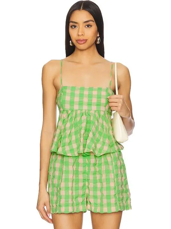 Free People Mia Plaid Tank Top - Exotic Lime