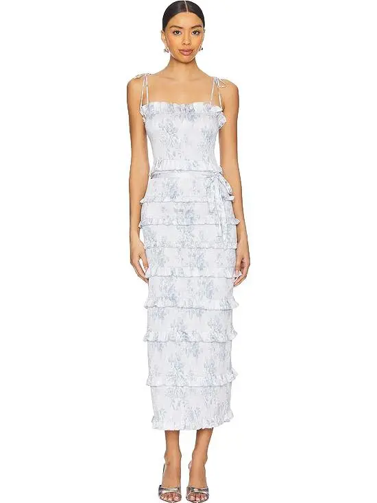V. CHAPMAN Lily Midi Dress - Blue Tapestry Rose