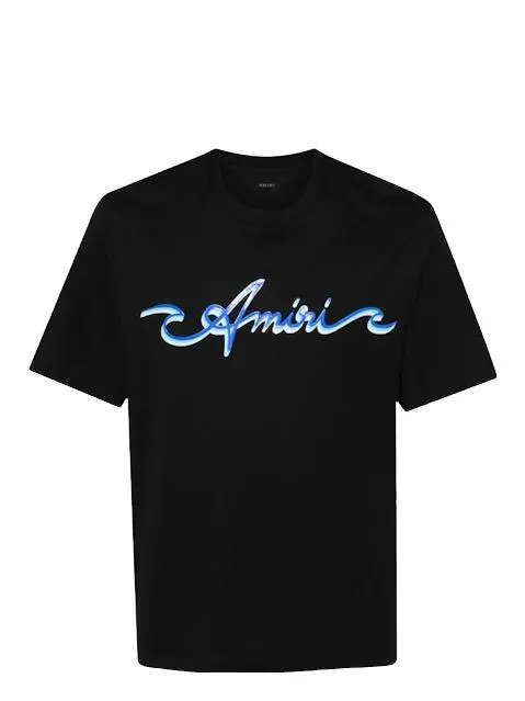 Amiri Wave Logo T-shirt - Black/blue
