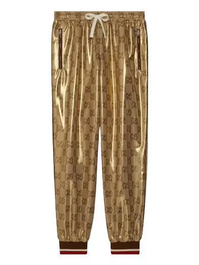 Gucci Gg Technical Jersey Jogging Pants - Gold