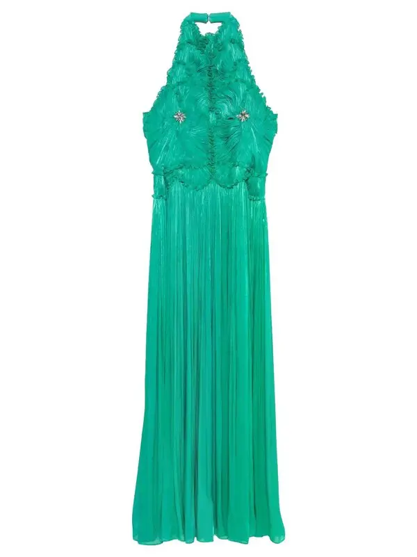 Costarellos Lurex Georgette Maxi Dress - Green