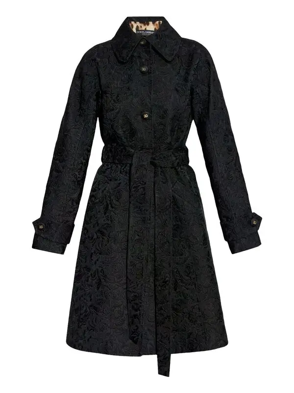 Dolce & Gabbana Floral Jacquard Coat - Black