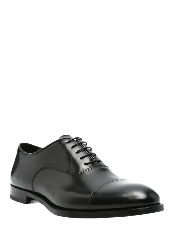DOUCAL'S Smooth Leather Oxford Shoes - Black