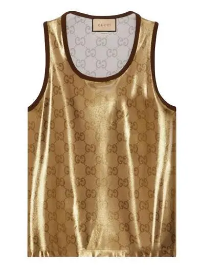 Gucci Gg Technical Jersey Tank Top - Gold