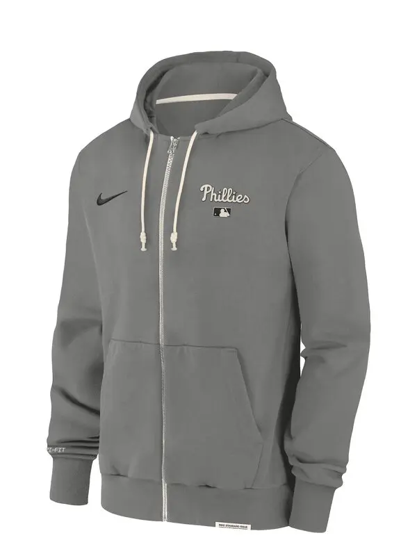 Nike Philadelphia Phillies Authentic Collection Travel Dri-fit Mlb Full-zip Hoodie - Grey