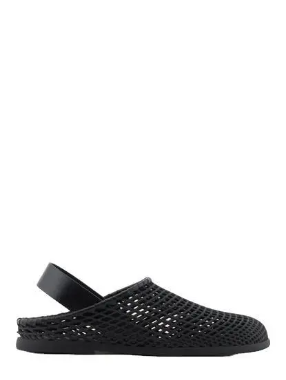 Giorgio Armani Leather And Rubber Sandals - Black