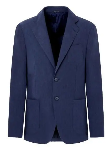 Giorgio Armani Upton Line Single-breasted Linen Jacket - Blue