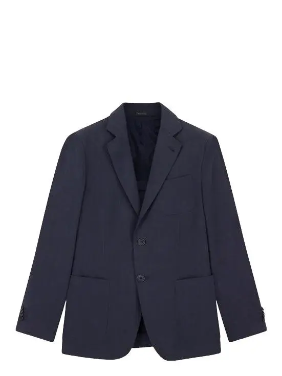 Giorgio Armani Upton Line Single-breasted Linen Jacket - Blue