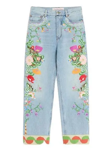 Valentino Garavani Embroidered Pants - Denim