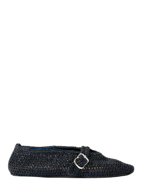 Alaïa Metallic Crocheted Ballet Flats - Blue