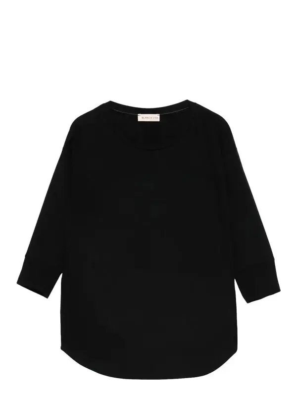 BLANCA VITA Three-quarter Sleeve T-shirt - Black