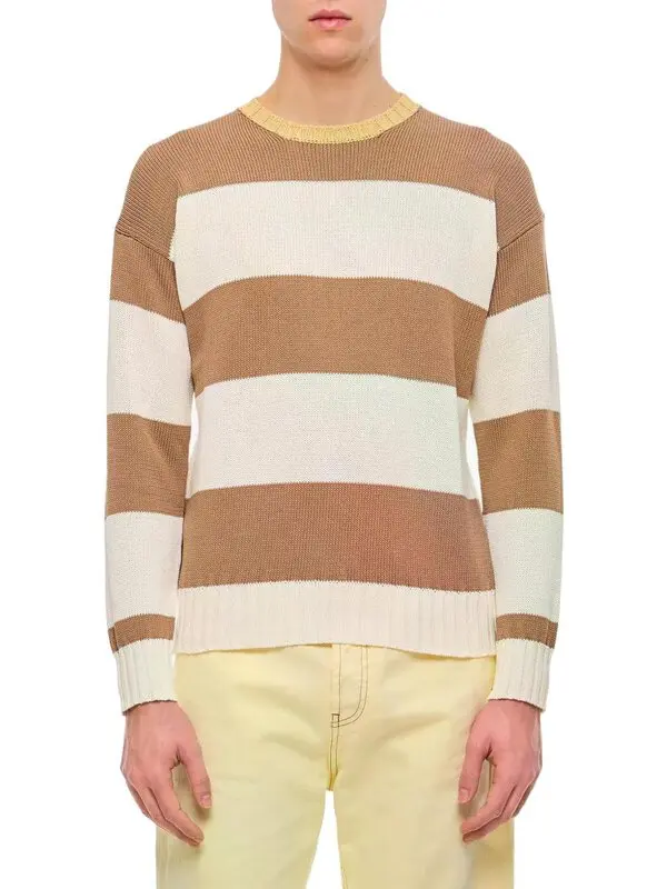 DRUMOHR Striped Cotton Sweater - Neutrals