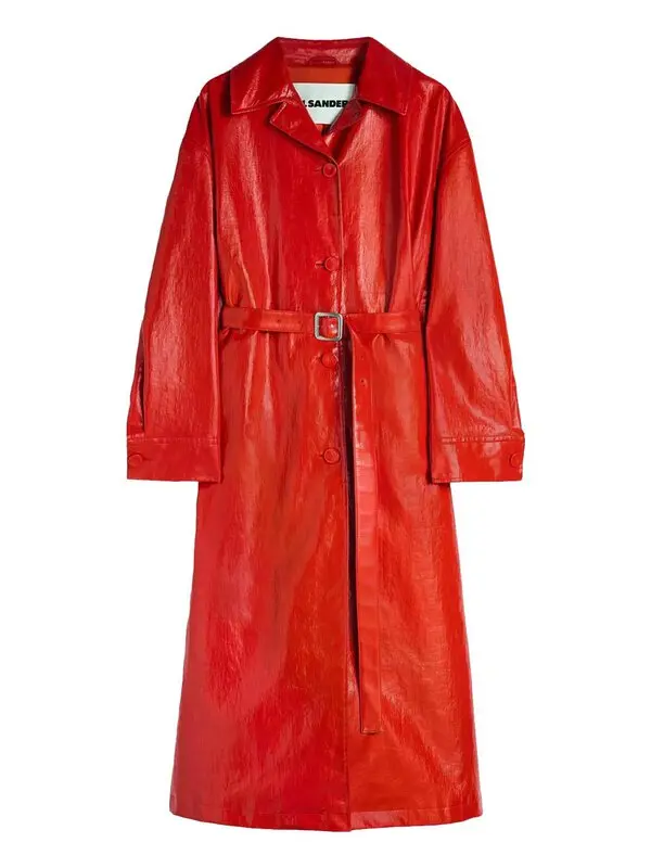JIL SANDER Belted Trench Coat - Red
