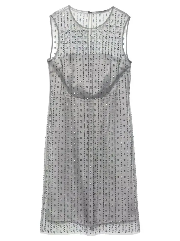 LUISA CERANO Rhinestone-embellished Mini Dress - Grey