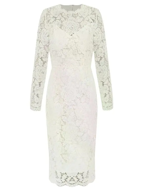 Dolce & Gabbana Floral-lace Midi Dress - White