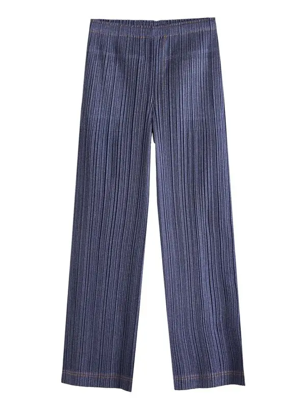Issey Miyake Denim Pleated Trousers - Blue