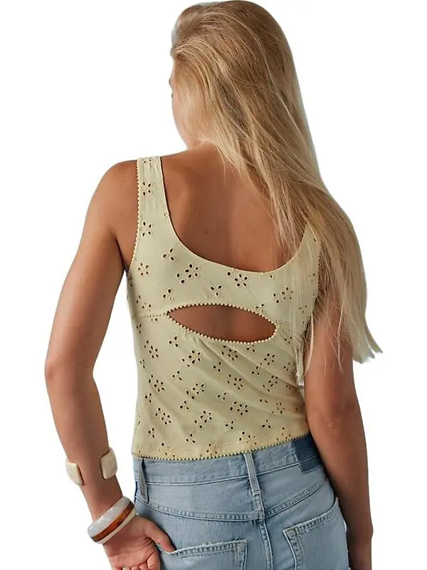 Free People Full Bloom Eyelet Cami - Banana Cream