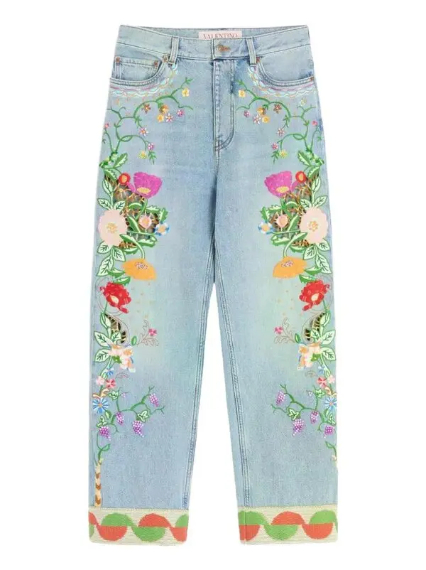 Valentino Garavani Embroidered Jeans - Blue