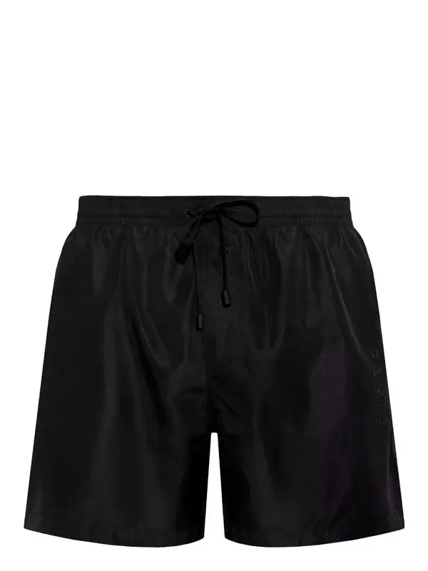 Balmain Logo Appliqué Swim Shorts - Black
