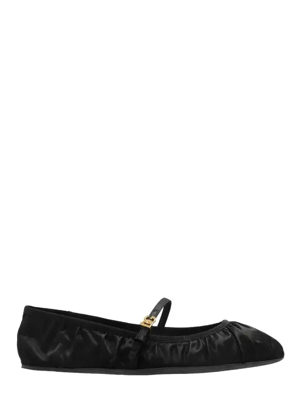 Dolce & Gabbana Logo-buckle Ballerina Flats - Black