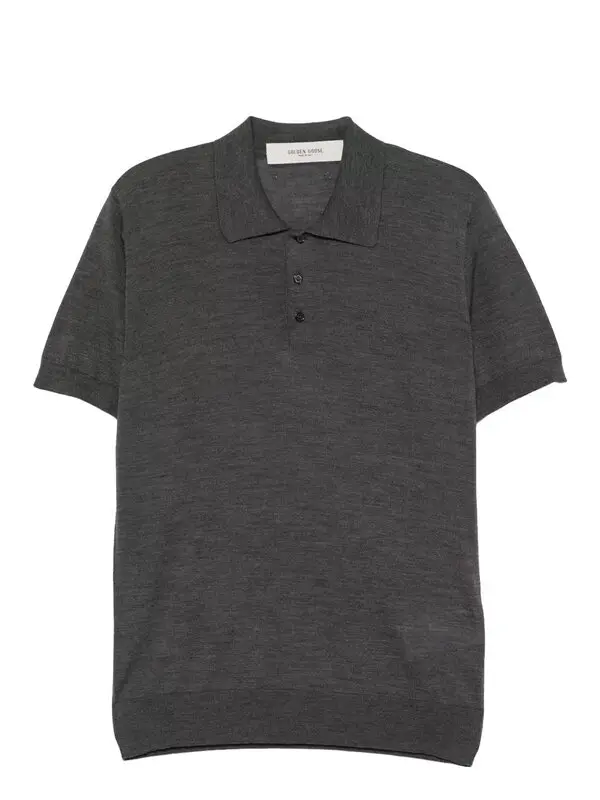 GOLDEN GOOSE Fine-knit Polo Shirt - Grey
