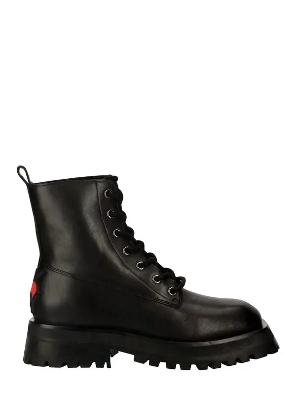 Dkny Leather Combat Boots - Black