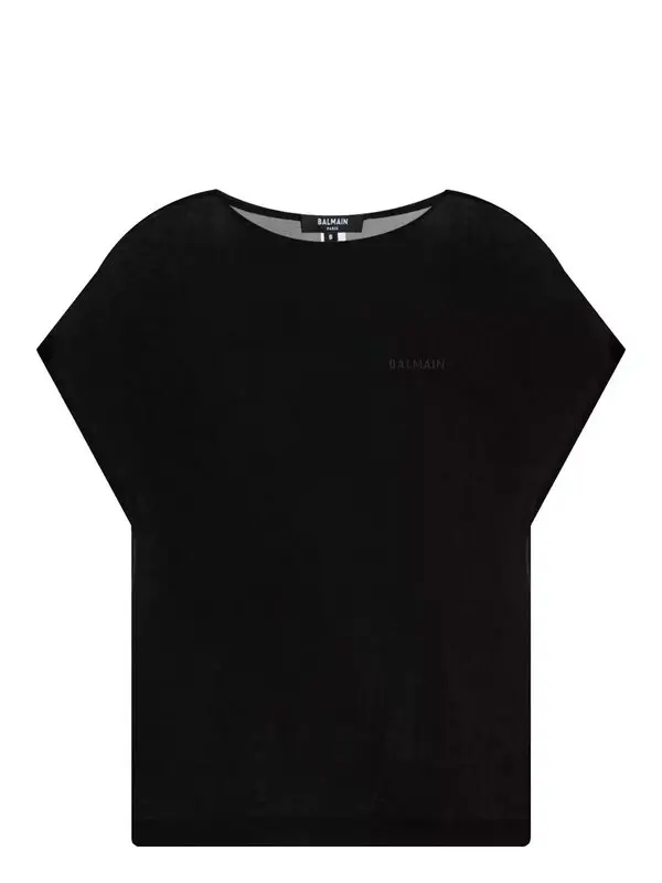 Balmain Logo-embroidered T-shirt - Black