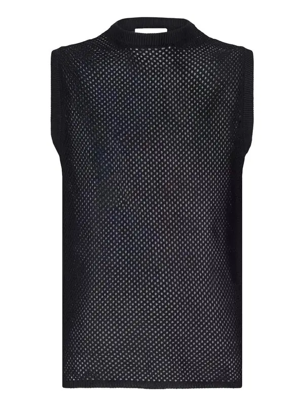 LANEUS Open-knit Vest - Black