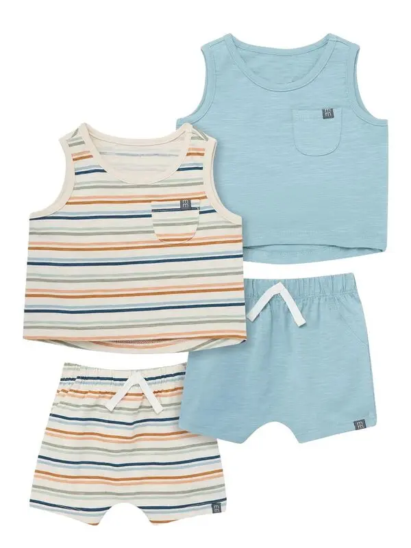 MODERN MOMENTS™ BY GERBER Sleeveless Shirt And Shorts Set - Beige Stripe/md Teal