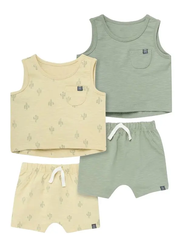 MODERN MOMENTS™ BY GERBER Sleeveless Shirt And Shorts Set - Dusty Yellow Cactus/md Green