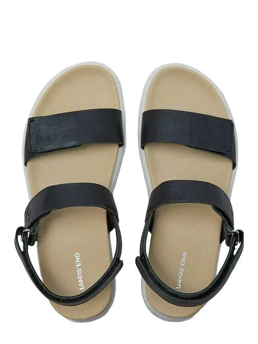LANDS' END Adjustable Leather Sandals - Black