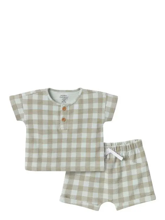 MODERN MOMENTS™ BY GERBER Henley Shirt And Shorts Set - Light Sky Gingham
