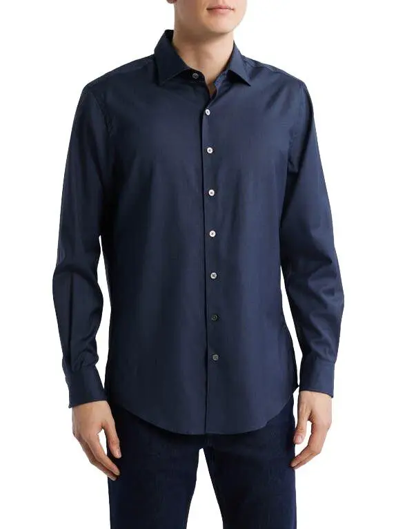 Rodd & Gunn Esk Valley Wool Mélange Button-up Shirt - Eclipse