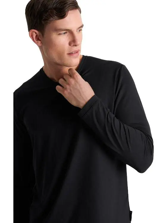 Shan Microfiber Long-sleeve V-neck - Black