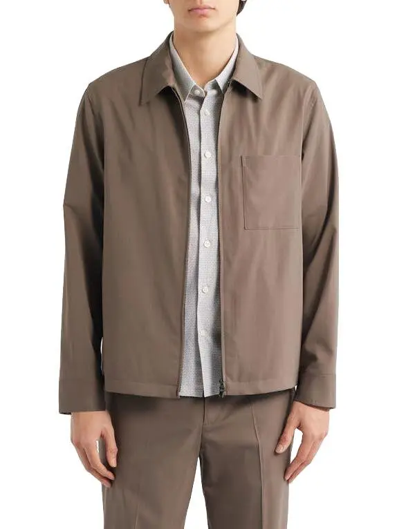Theory Travel Motion Wool Blend Overshirt - Morel