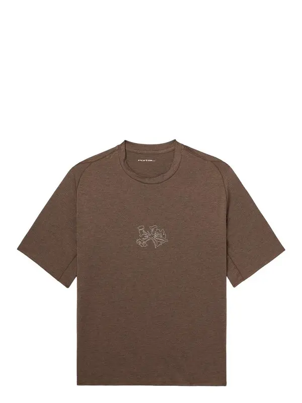 PORTAL Lateral Peak Logo-print Recycled-jersey T-shirt - Brown