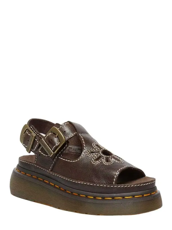 Dr. Martens Dunnet Flower Leather Sandals - Brown