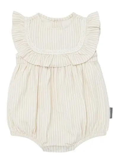 MODERN MOMENTS™ BY GERBER Ruffle Bubble Romper - Light Taupe Stripe