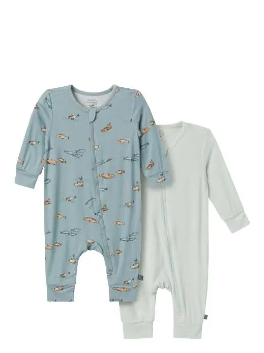 MODERN MOMENTS™ BY GERBER Pack Of Two Footless Coveralls - Medium Teal Fishing