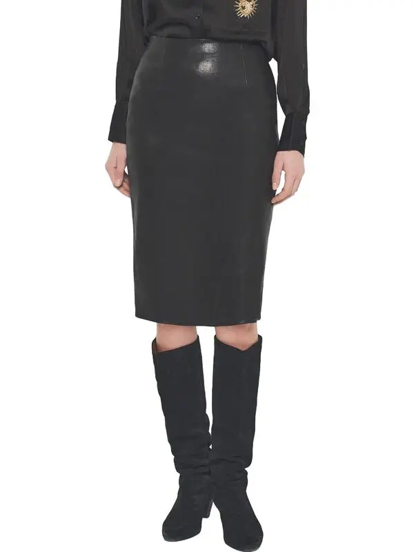 AS By DF Claude Stretch Leather Skirt - Black