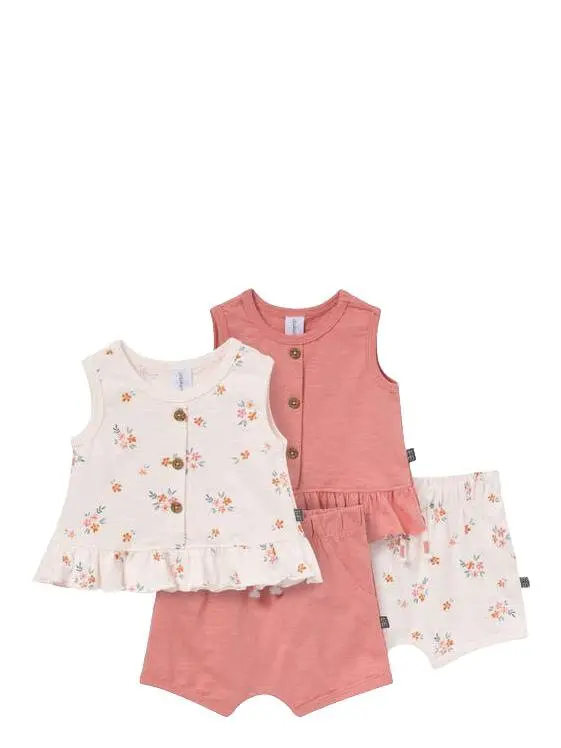 MODERN MOMENTS™ BY GERBER Sleeveless Peplum Top And Shorts Set - Lt Rose Flower Bunches/rose