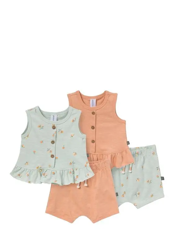 MODERN MOMENTS™ BY GERBER Sleeveless Peplum Top And Shorts Set - Lt Sky Oranges/tan
