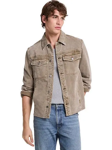 Michael Kors Washed Denim Shirt Jacket - Green