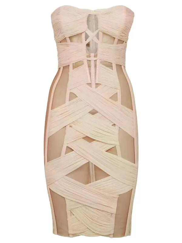 Dsquared2 Chiffon Bandage Corset Mini Dress - Neutrals