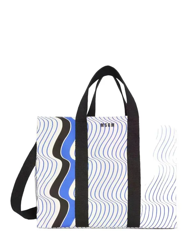 MSGM Striped Tote Bag - Blue