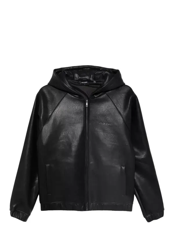 DAILY PAPER Faux Leather Hooded Jacket - Black