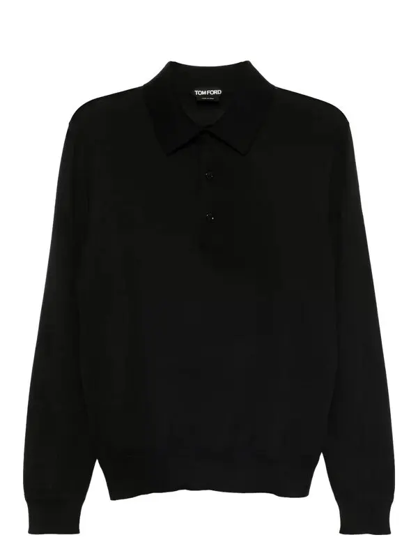 TOM FORD Knitted Polo Shirt - Black