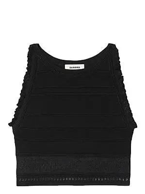 Sandro Sleeveless Cropped Knitted Top - Black