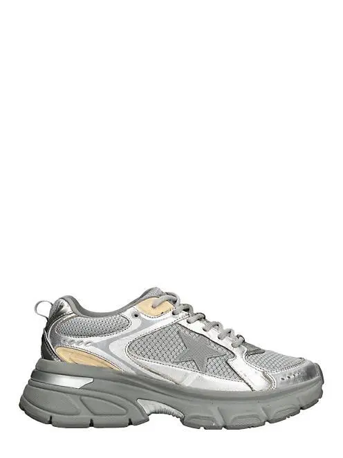 GOLDEN GOOSE Lightstar 70138 Leather And Mesh Low-top Trainers - Silver Com