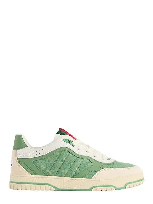 Gucci Re-web Gg Canvas And Leather Low-top Trainers - Ivory Green